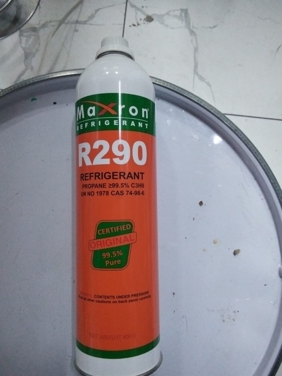 Maxron R290 gas can 400grams - Coolmass Refrigeration